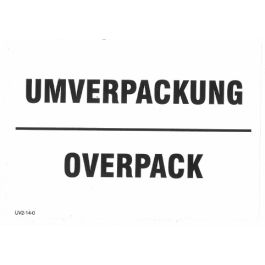 Versandetikett "UMVERPACKUNG / OVERPACK" / Haftfolie 14,8 x 10,5 cm ...